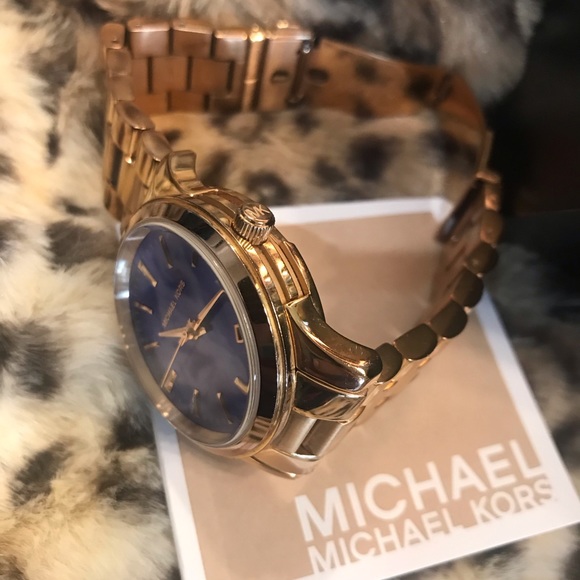Michael Kors | Accessories | Michael Kors Cobalt Blue Rose Gold Watch ...